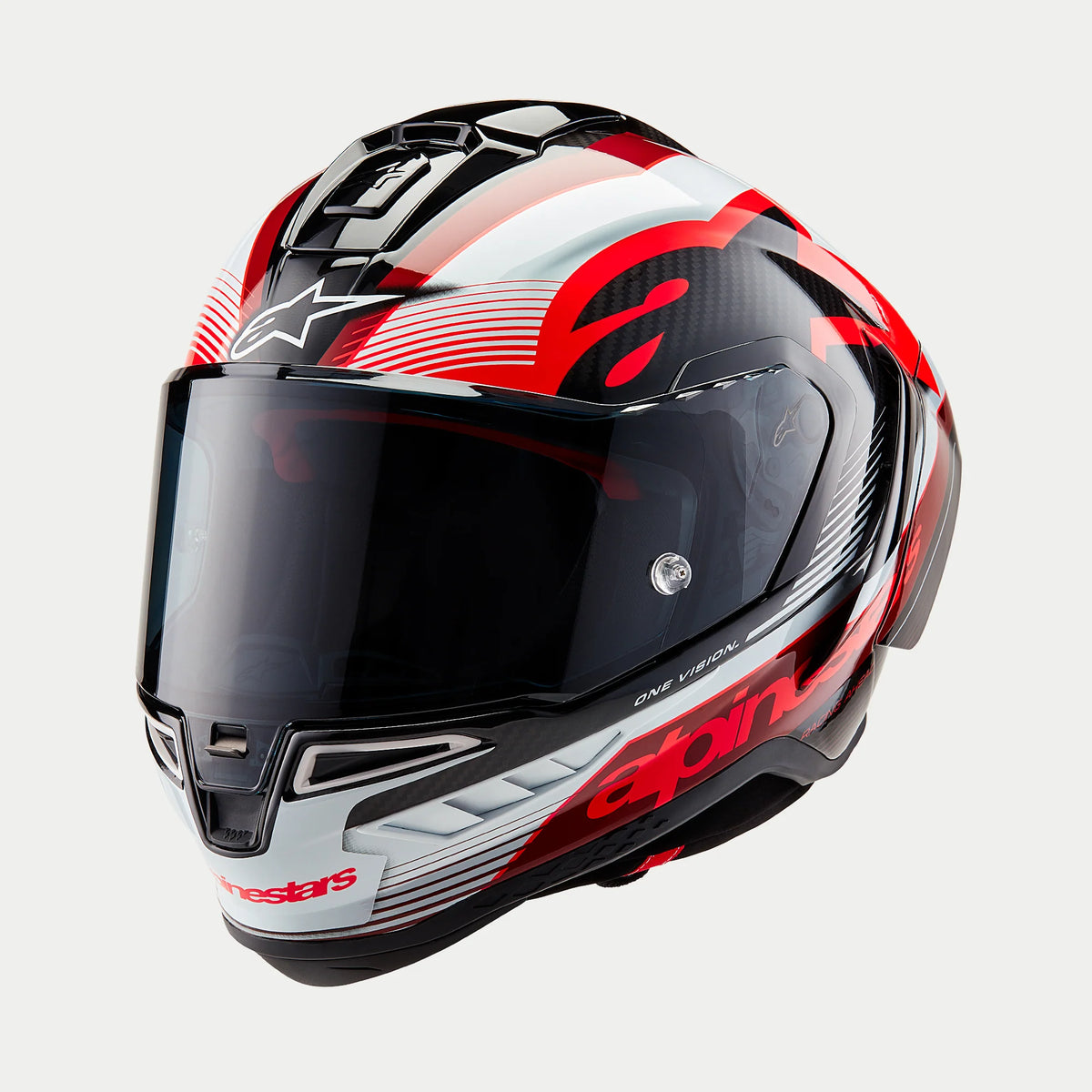 Alpinestars Supertech R10 Team Helmet - Black/Carbon Red/White Glossy ...